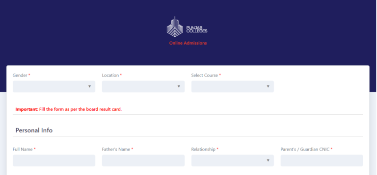 STEP BY STEP Guide to Fill PGC Online Admission Form - Punjab Colleges | The Largest Educational ...